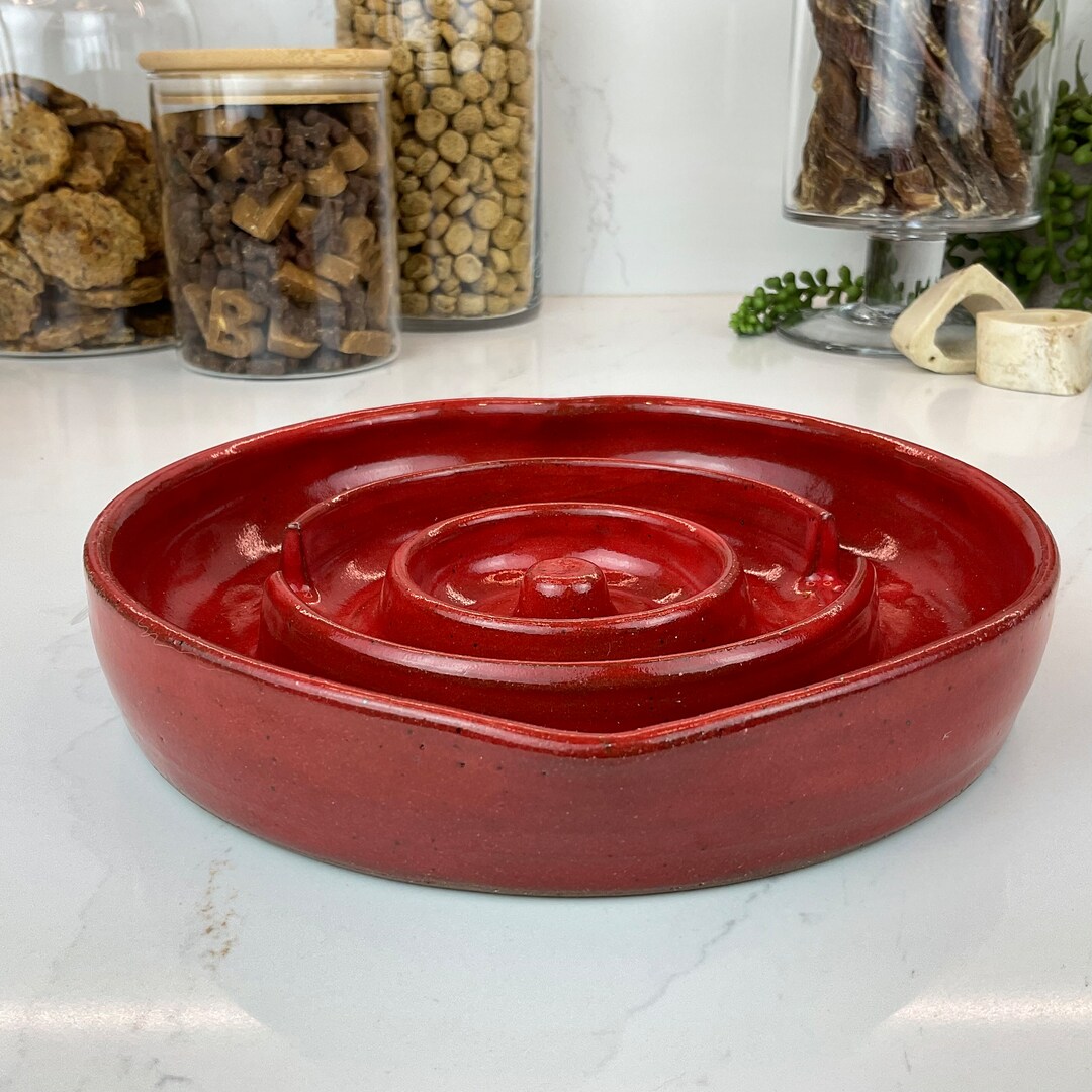 Heart Shaped Medium to Large 2.5 Cup Dog or Cat Slow Feeder Ceramic ...