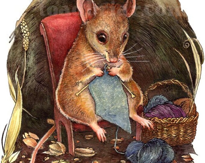 Knitting Mouse Original Watercolor Painting by Kim Parkhurst Free ...