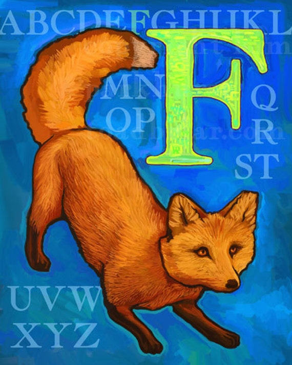 F Fox Alphabet Print 8x10 Signed | Etsy