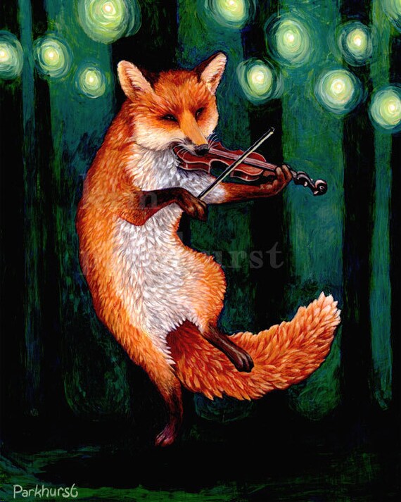 Fiddle Fox Signed Print - Etsy