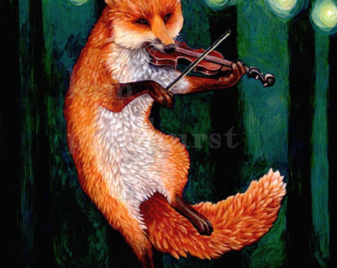 Fiddle Fox Signed Print - Etsy