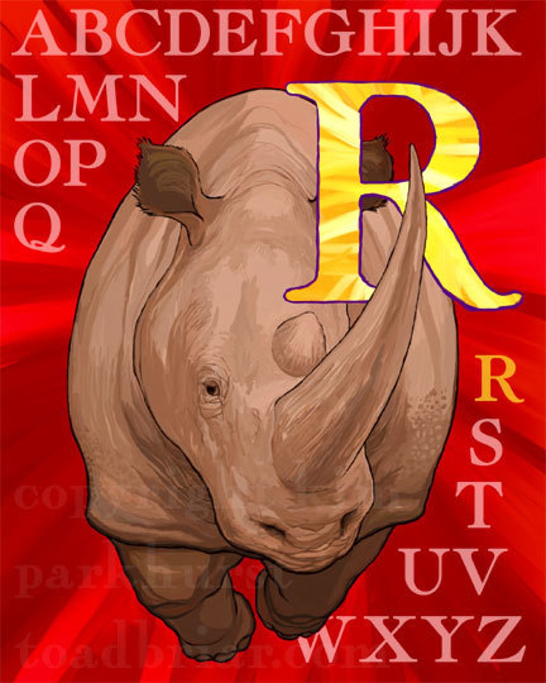 R Rhino Rhinoceros Alphabet Print 8x10 Signed - Etsy