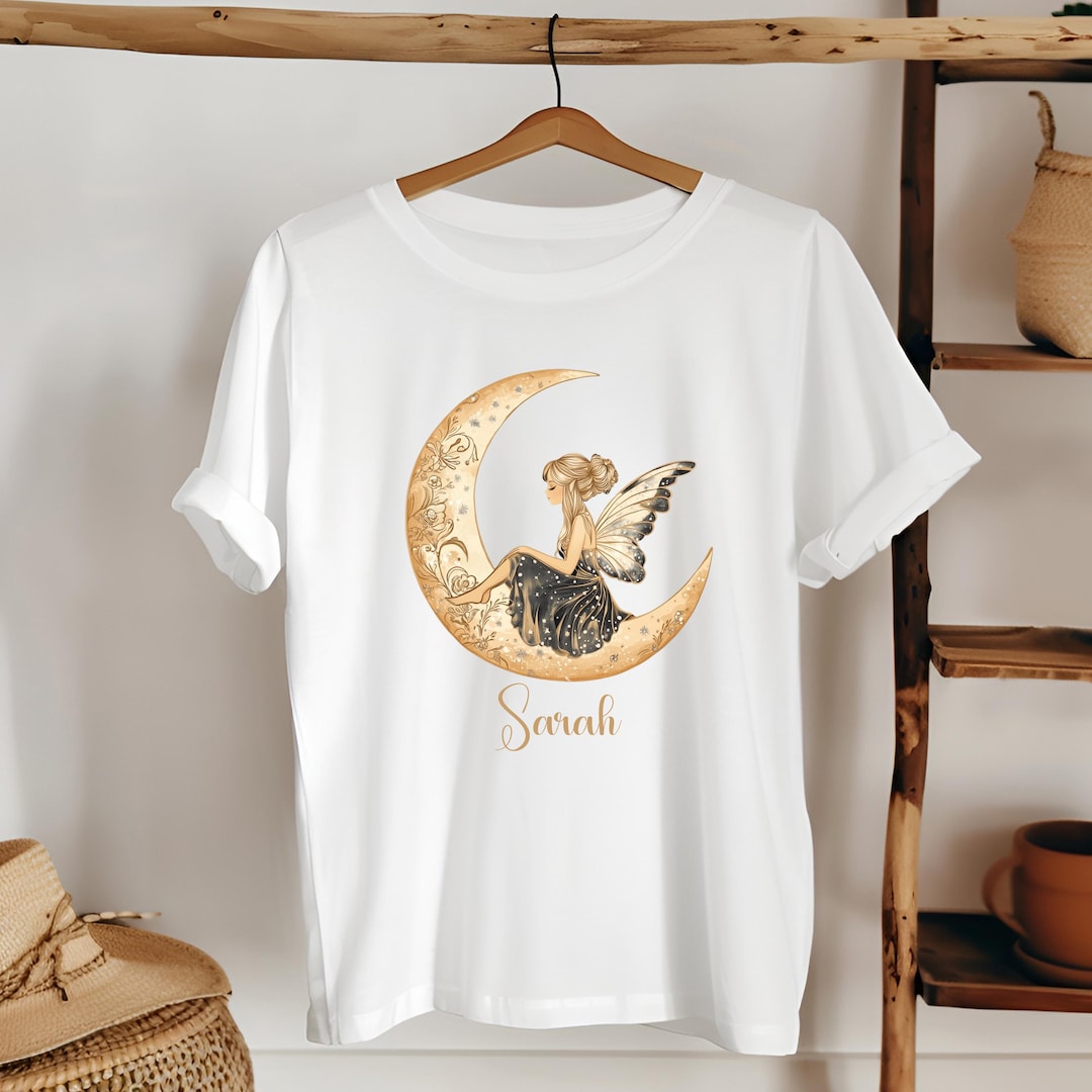 Personalized Fairy on Moon Shirt | Boho Celestial Tee | Mystical ...