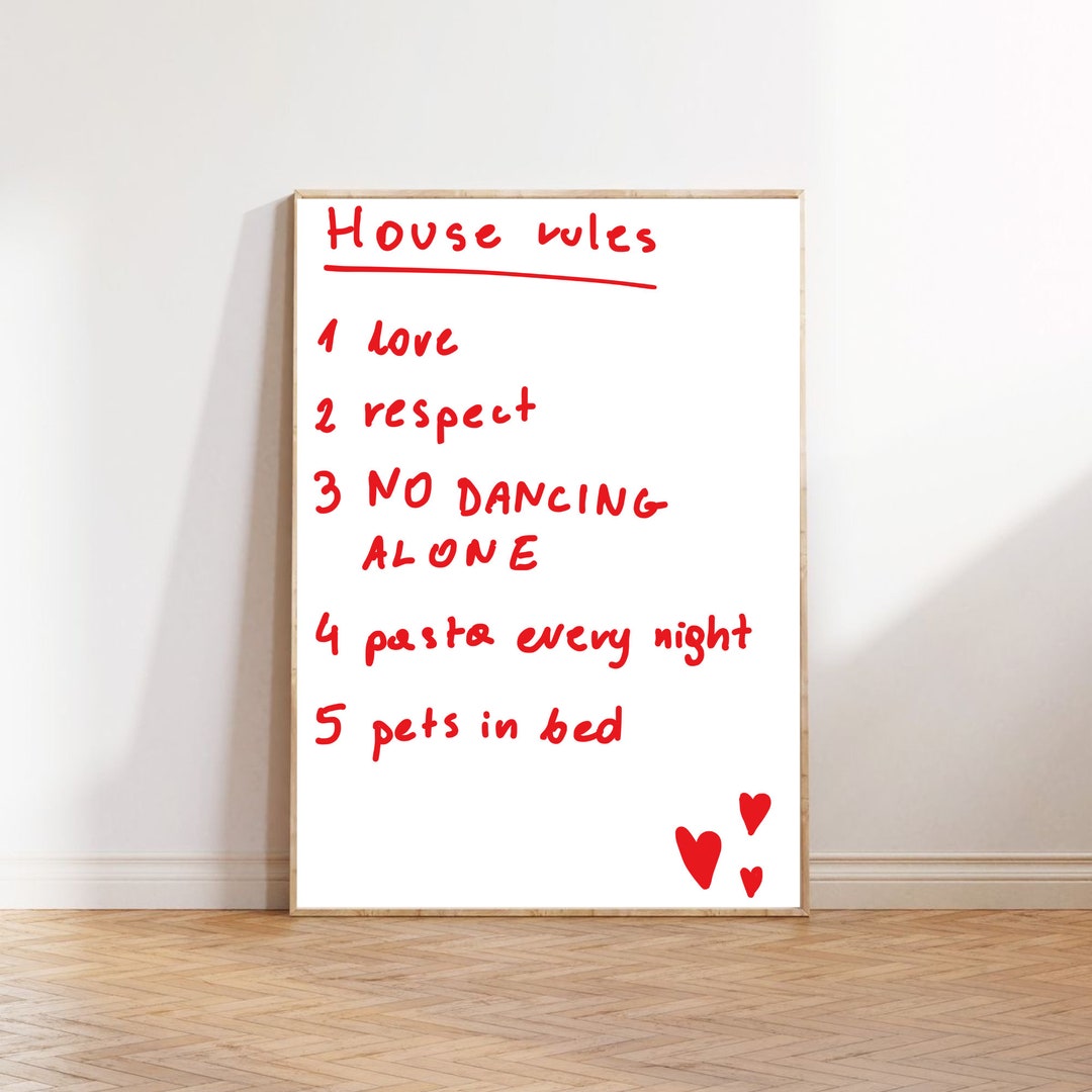 House Rules Poster Family Poster Cool Eclectic Poster Printable Wall ...