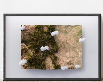 Tennessee Satellite Relief Wall Art Print | Stylized Map Art ...