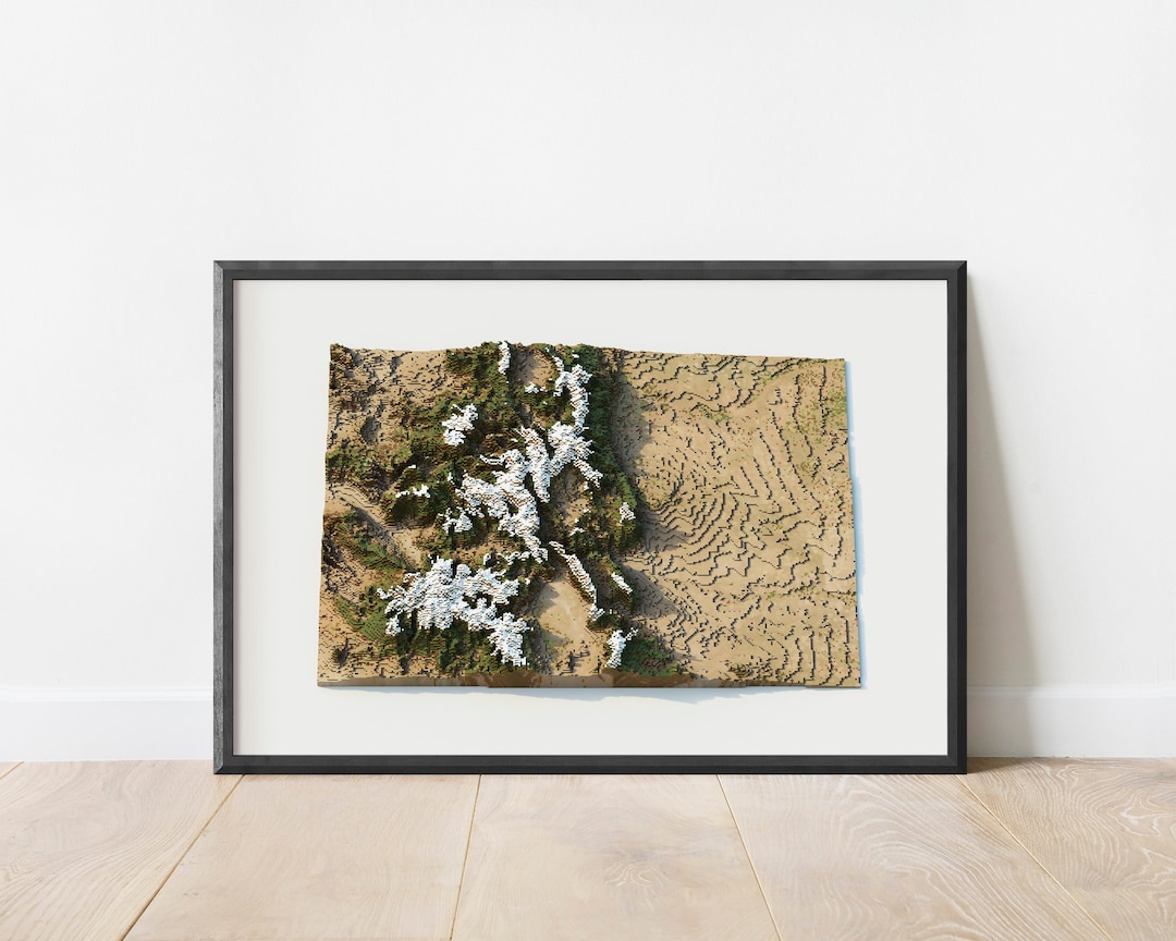 Colorado Voxel Art Relief Map | Topo Map Art Cartography | Minecraft ...
