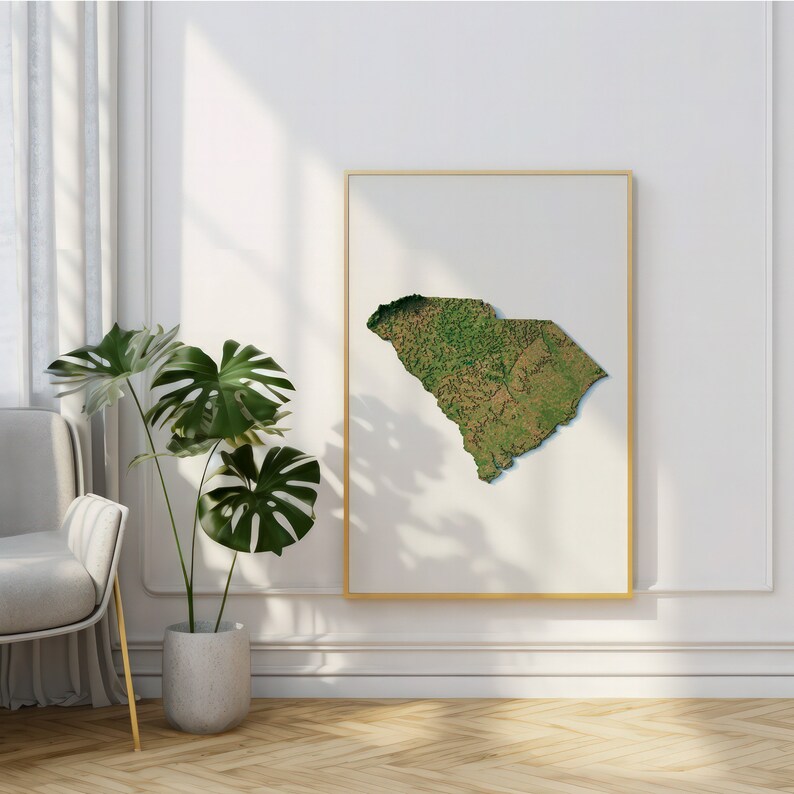 South Carolina Topography Voxel Art Relief Map Stylized Map Art ...