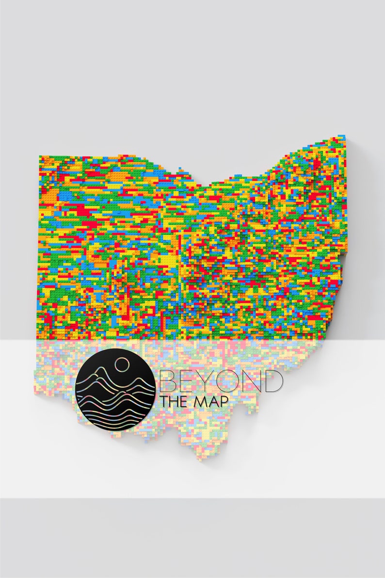 Ohio Toy Brick Topography Relief Map Art Stylized Map Art Cartography ...