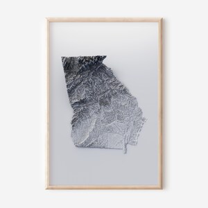 Georgia Minimalist Relief Map | Stylized Art Cartography | Elevation ...