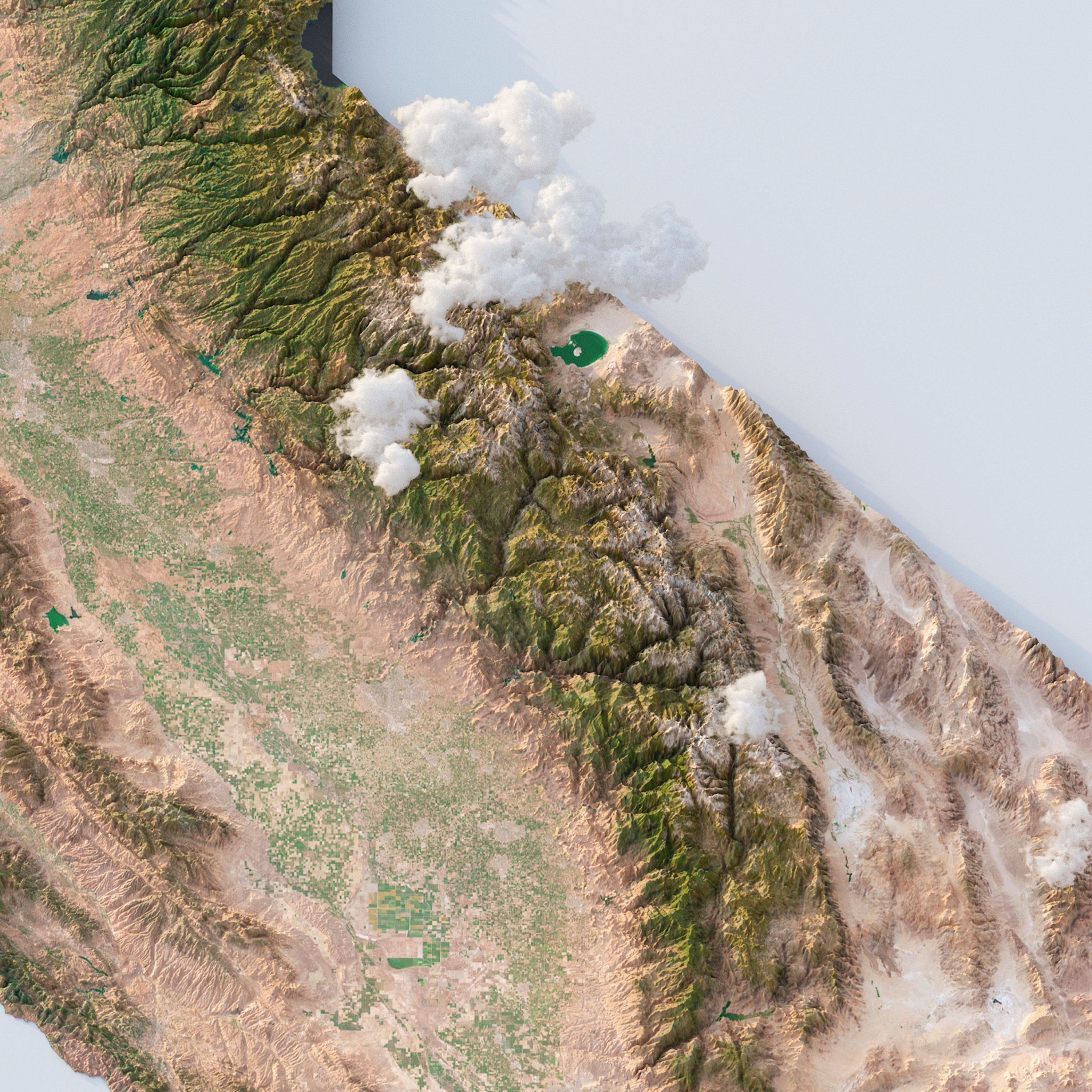 California Stylized Satellite Relief Map Art Cartography Elevation ...