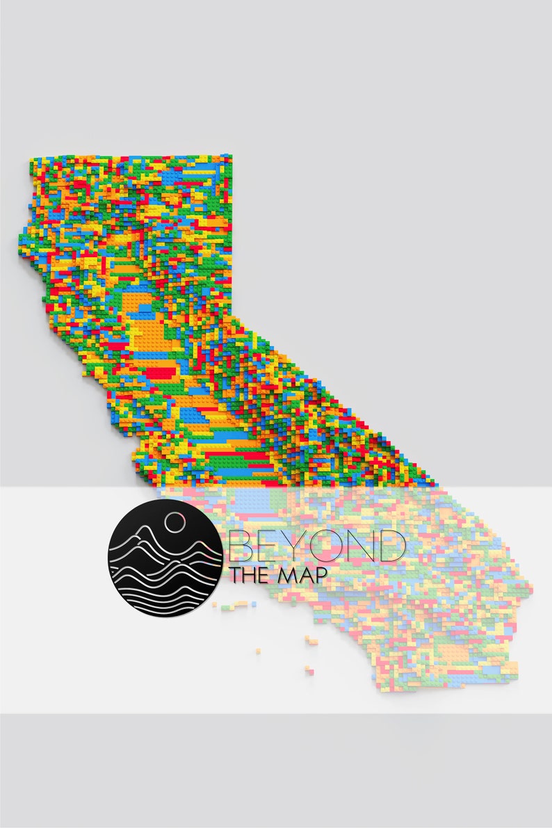 California Stylized Toy Brick Art Relief Map Map Art Cartography ...