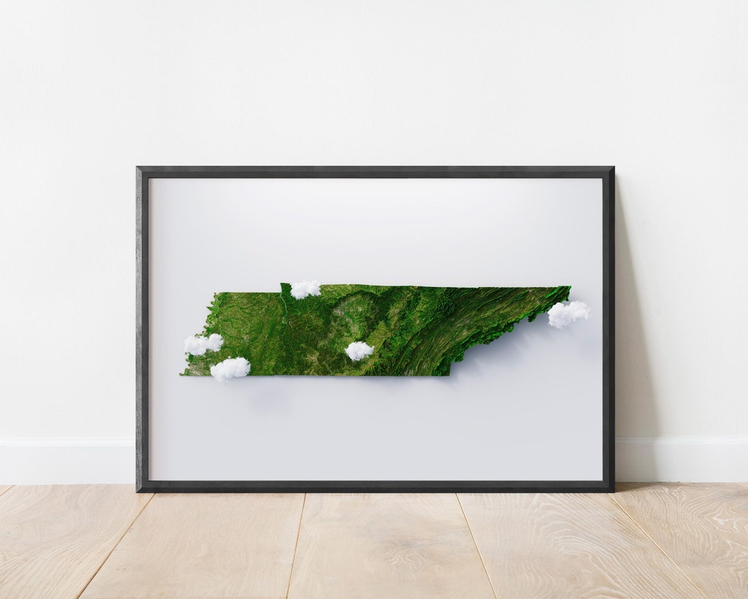 Tennessee Satellite Relief Wall Art Print | Stylized Map Art ...