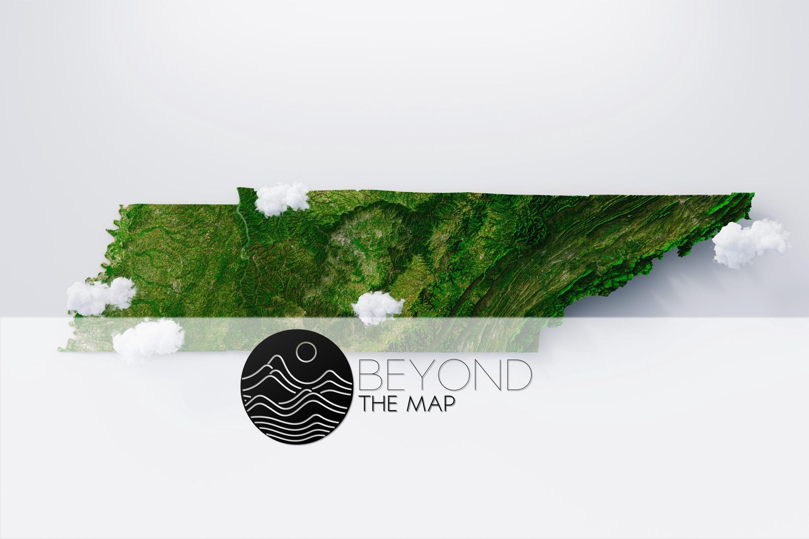 Tennessee Satellite Relief Wall Art Print | Stylized Map Art ...
