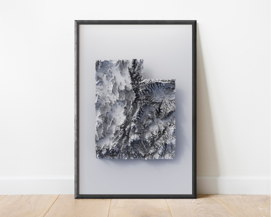 Utah Minimalist Relief Map | Stylized Art Cartography | Elevation ...