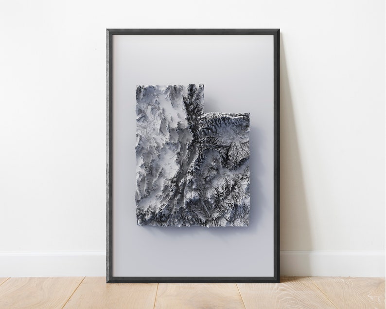 Utah Minimalist Relief Map | Stylized Art Cartography | Elevation ...