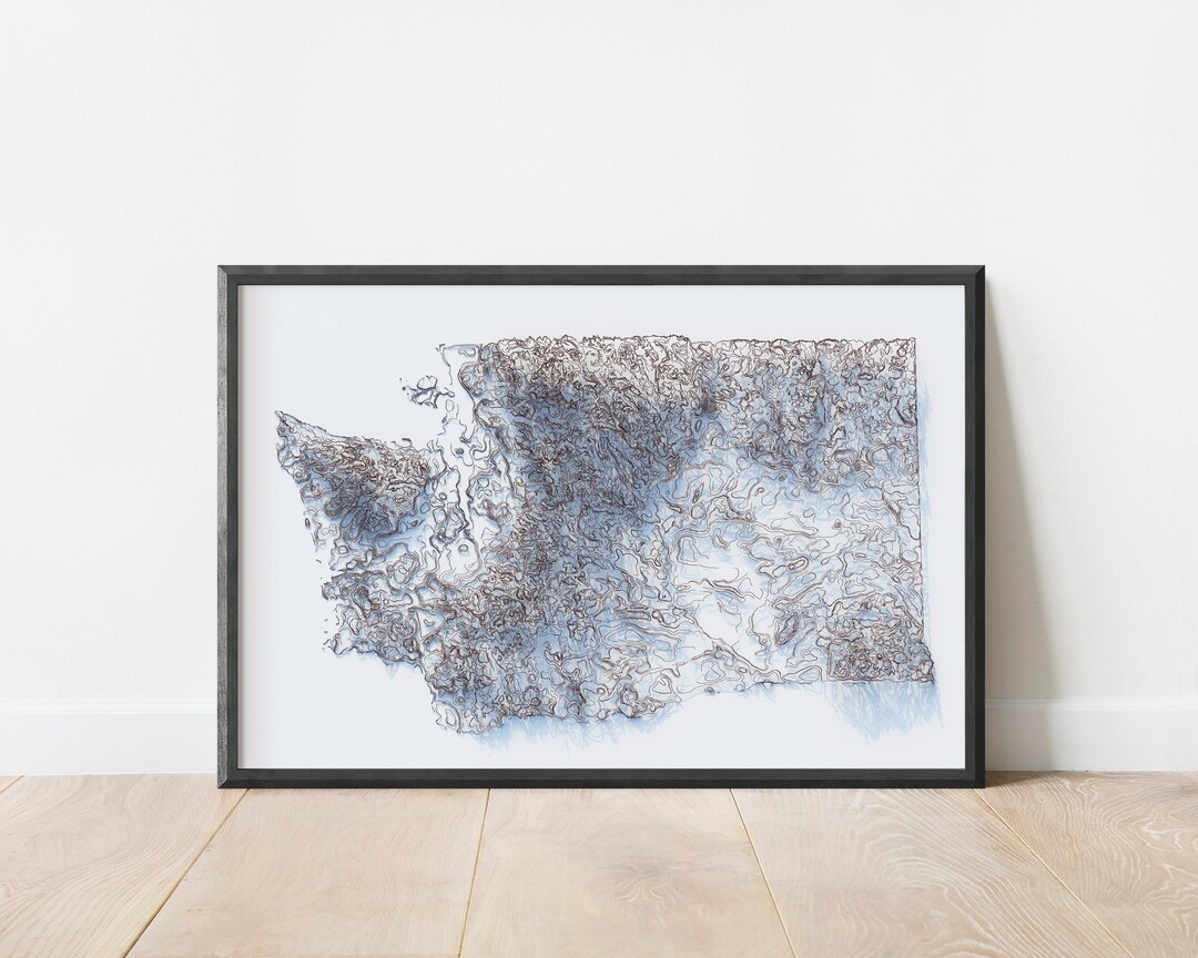 Washington Copper Wire Stylized Art Relief Map | Map Art Cartography ...