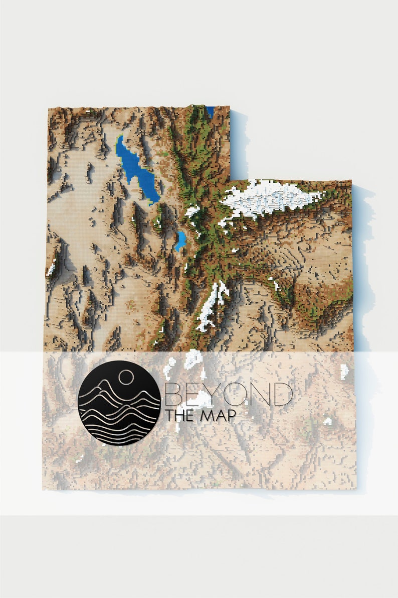 Utah Voxel Art Topography Relief Map Stylized Map Art Cartography ...