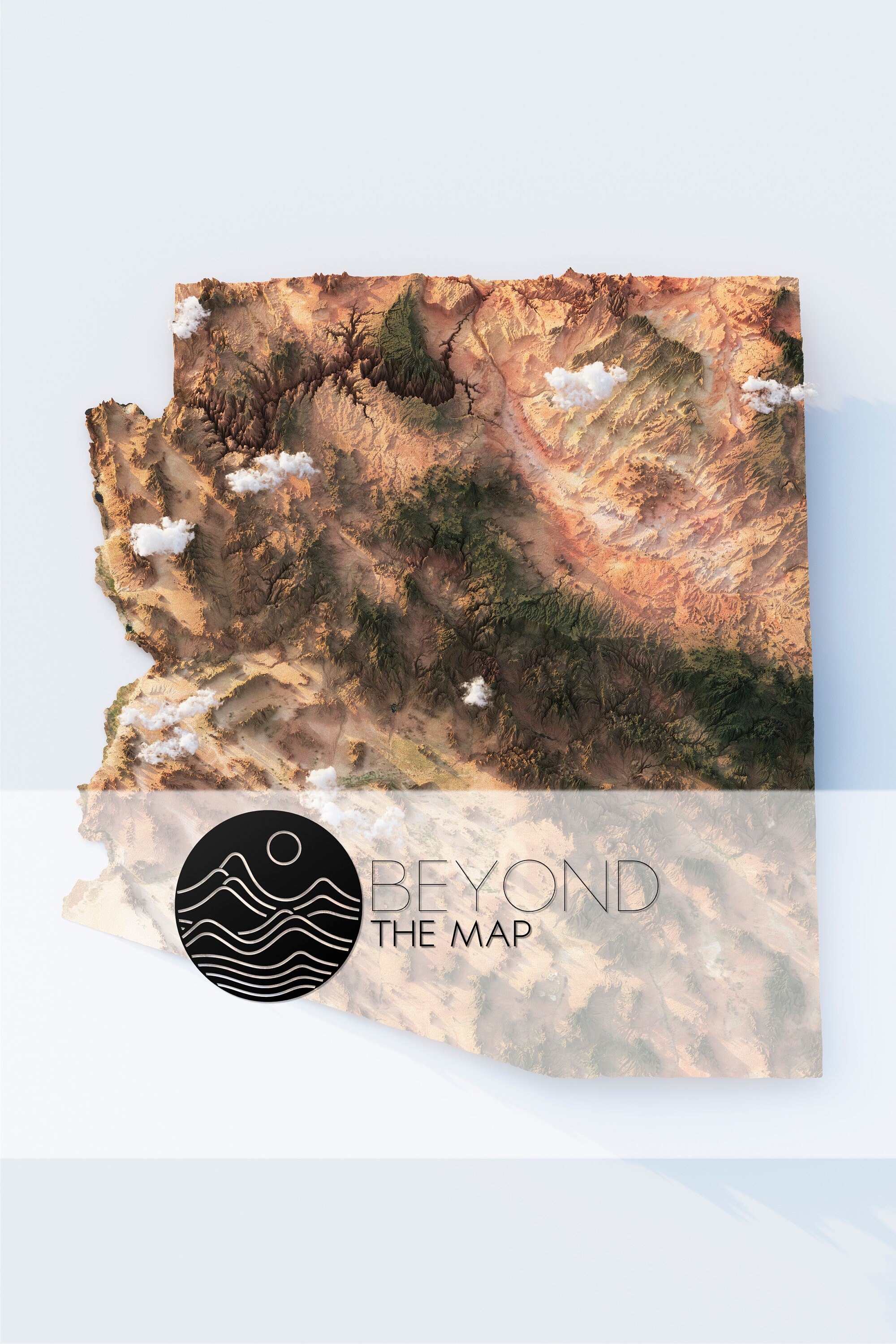 Arizona Stylized Satellite Relief Map Map Art Cartography Elevation ...