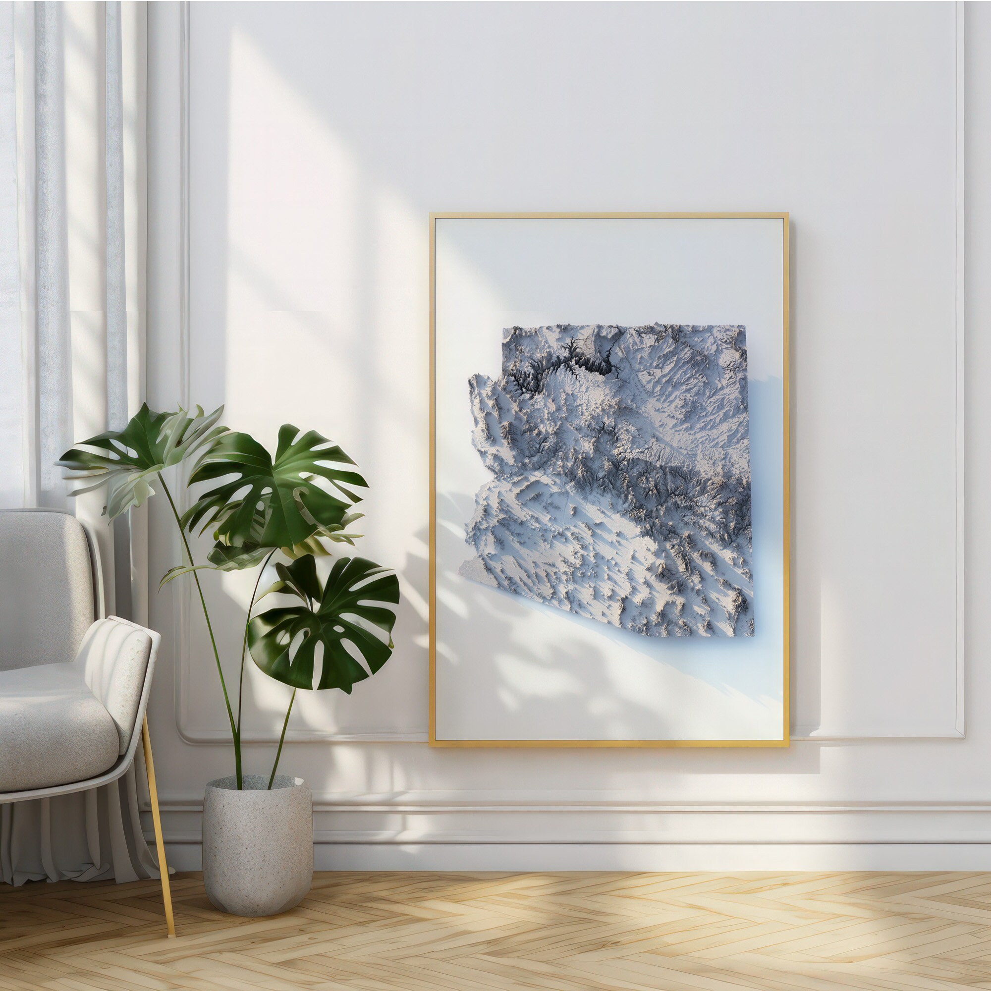 Arizona Stylized Minimalist Relief Map Map Art Cartography Elevation ...