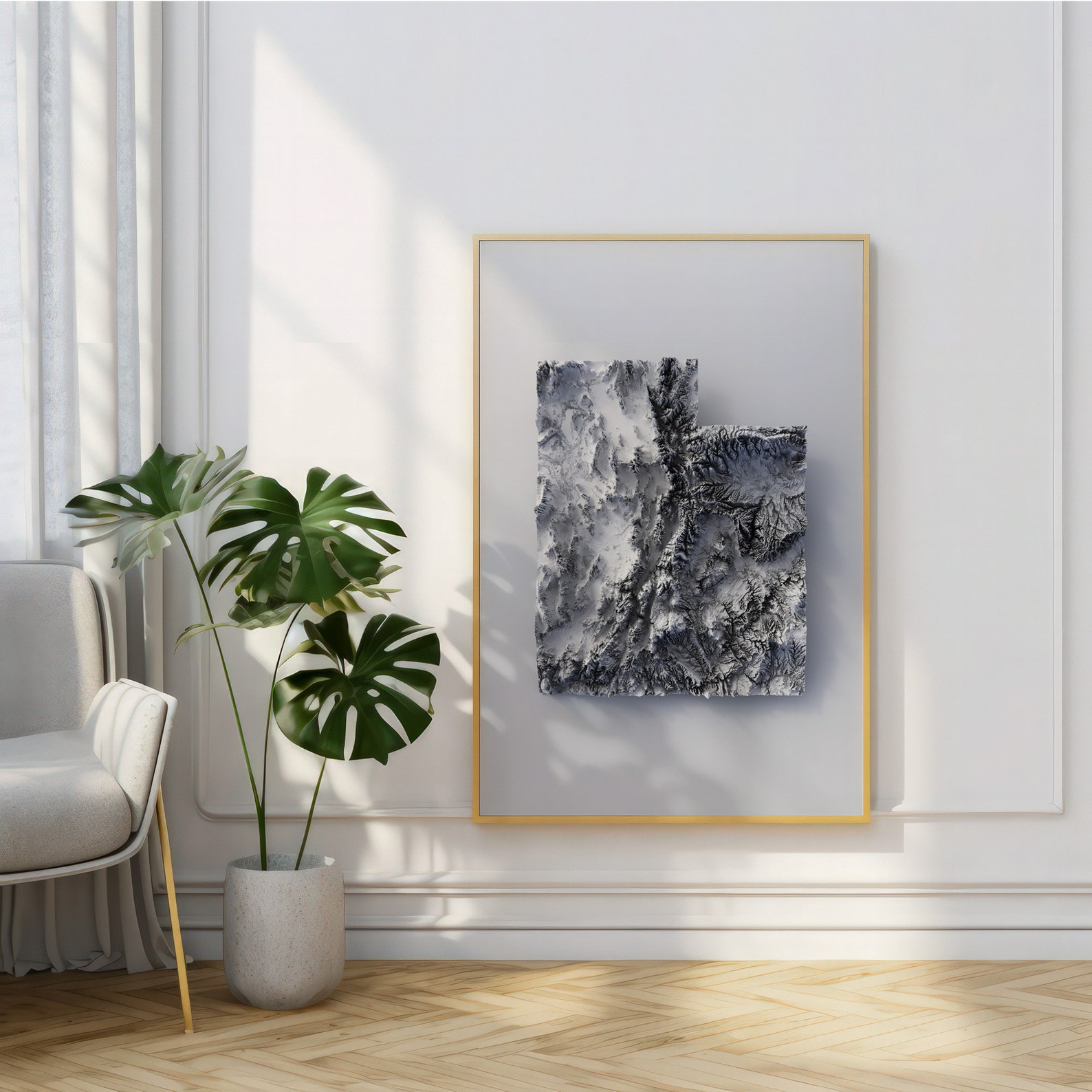 Utah Minimalist Relief Map | Stylized Art Cartography | Elevation ...