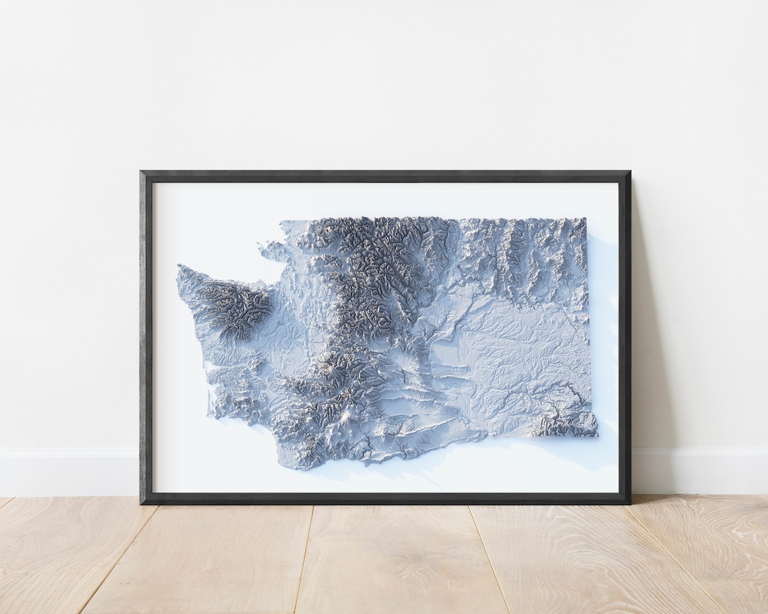Washington Stylized Minimalist Relief Map Art Cartography Elevation ...