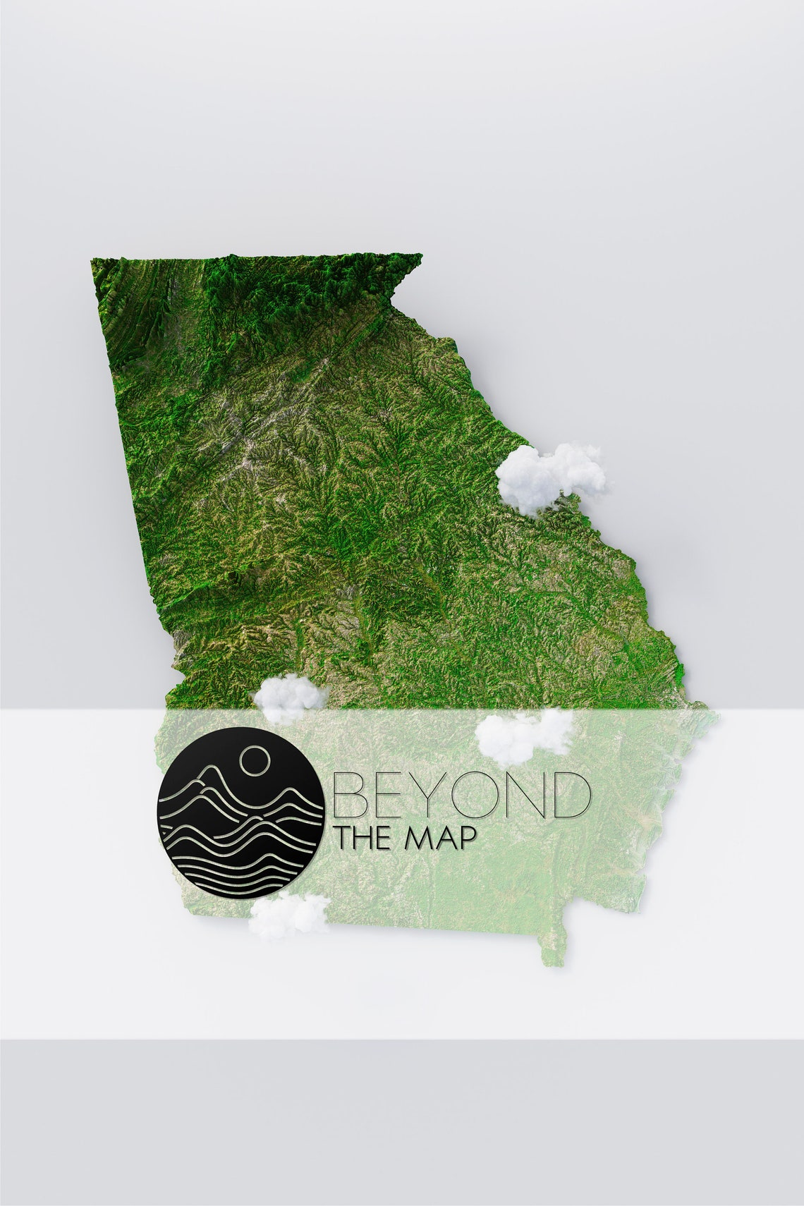 Georgia Satellite Relief Map Stylized Art Cartography Elevation Terrain ...