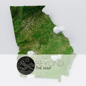 Georgia Satellite Relief Map | Stylized Art Cartography | Elevation ...