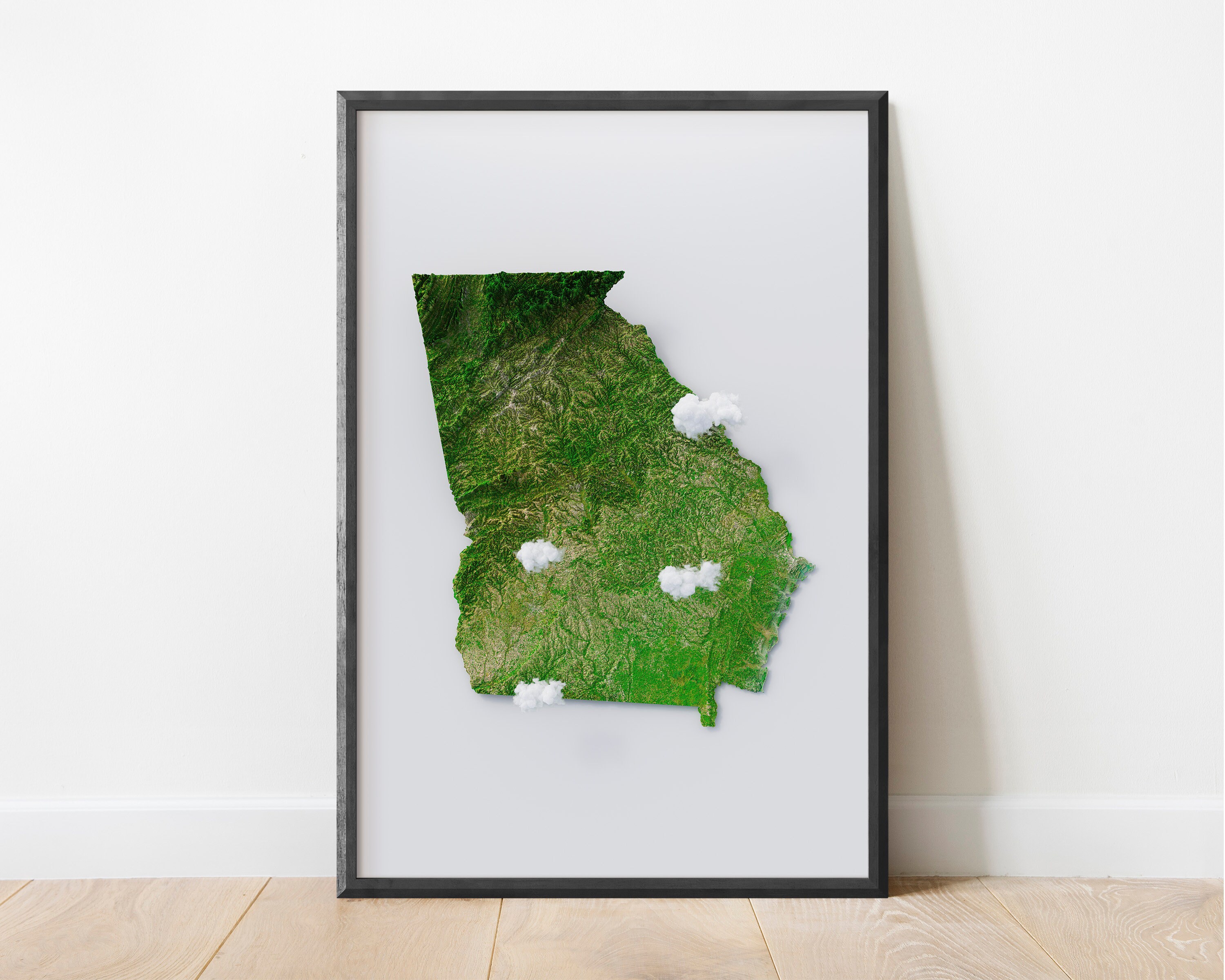 Georgia Satellite Relief Map | Stylized Art Cartography | Elevation ...