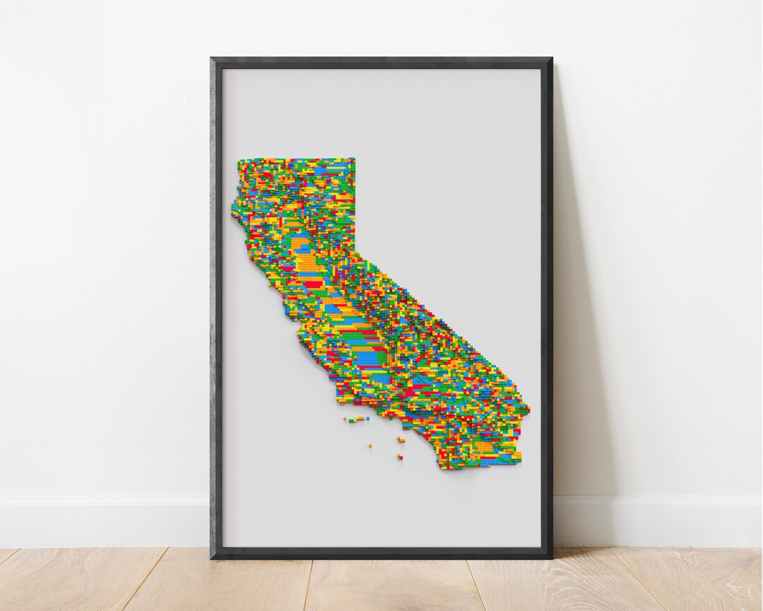 California Stylized Toy Brick Art Relief Map Map Art Cartography ...