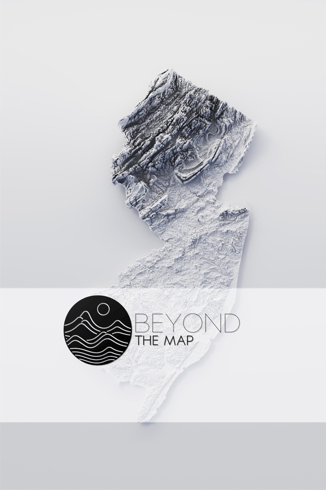 New Jersey Minimalist Topography Relief Map | Wall Art Stylized ...