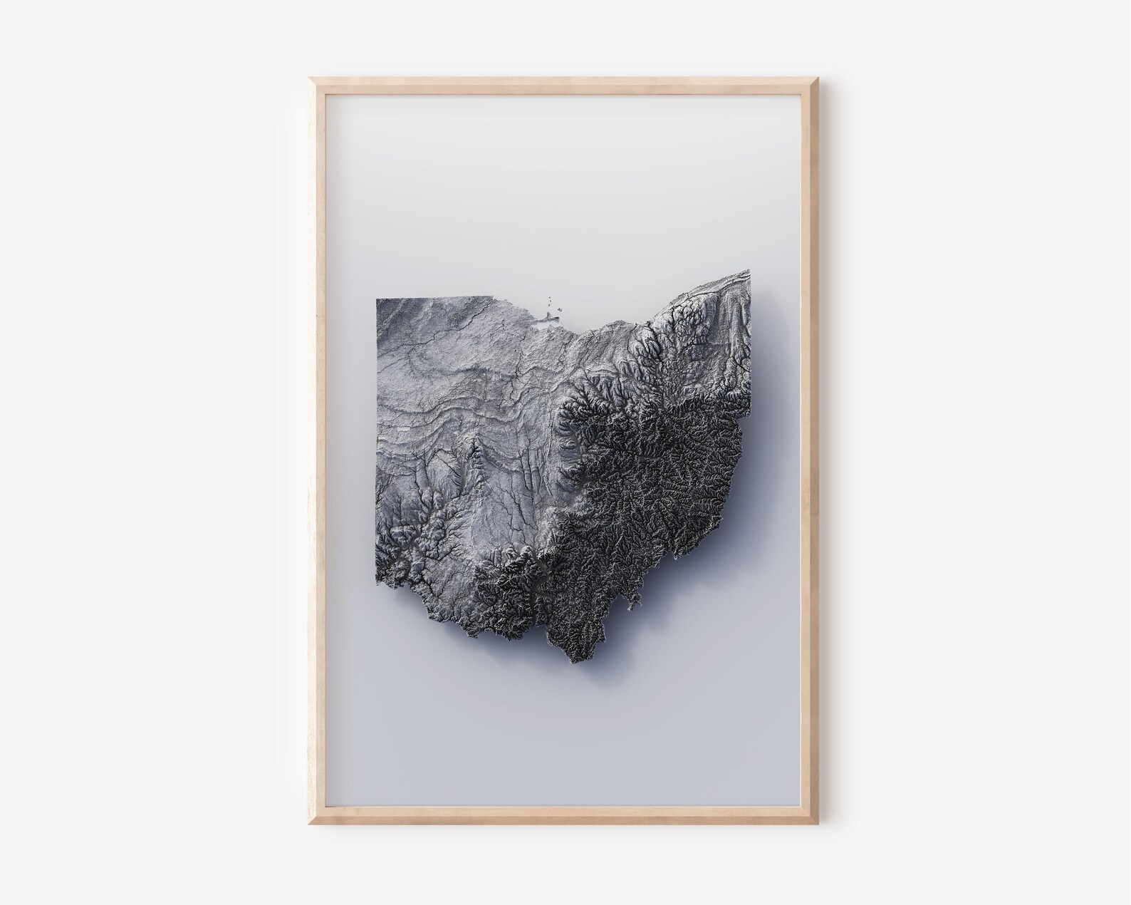 Ohio Minimalist Relief Map | Stylized Art Cartography | Elevation ...