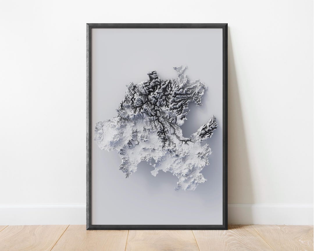 Hidalgo Mexico Minimal Relief Map | Stylized Art Cartography ...