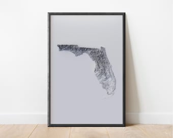 New Jersey Minimalist Topography Relief Map | Wall Art Stylized ...
