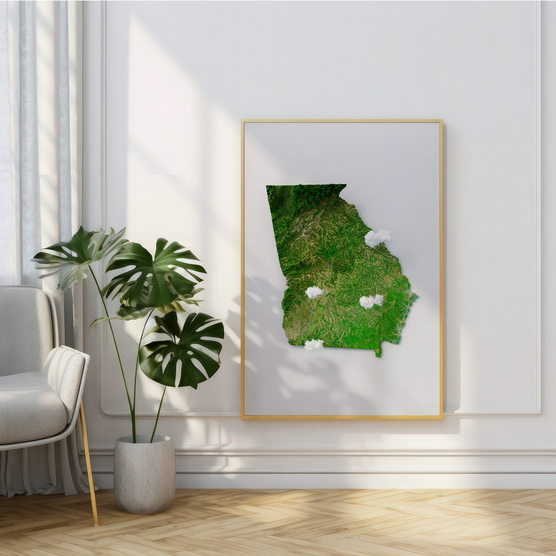 Georgia Satellite Relief Map Stylized Art Cartography Elevation Terrain ...