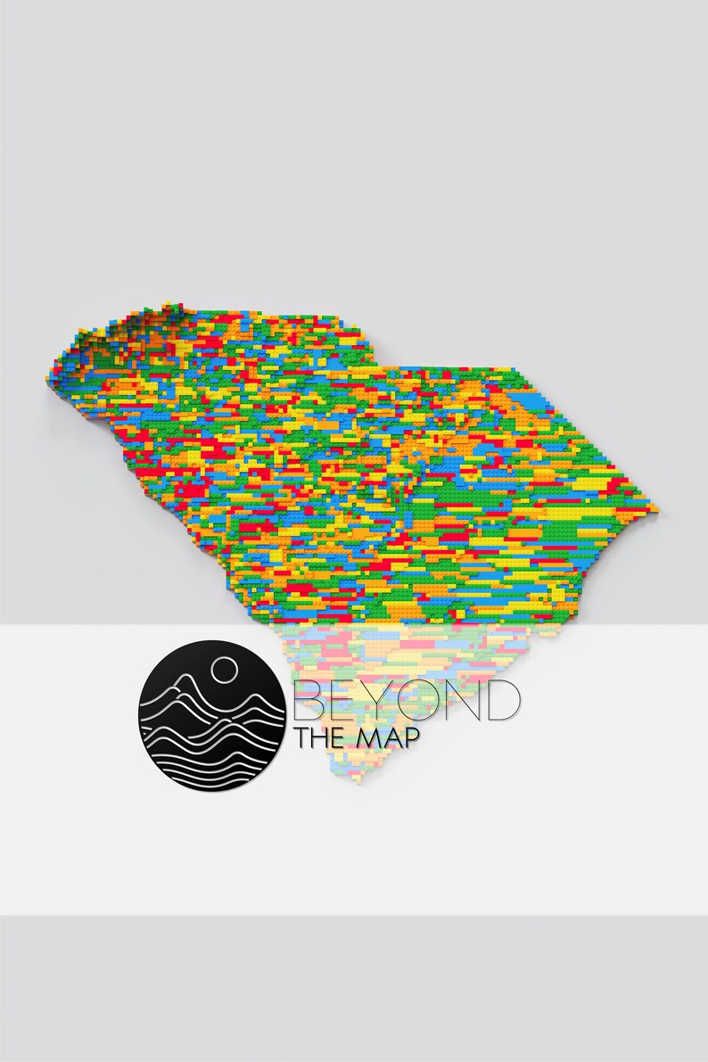 South Carolina Topography Stylized Toy Brick Art Relief Map Map Art ...