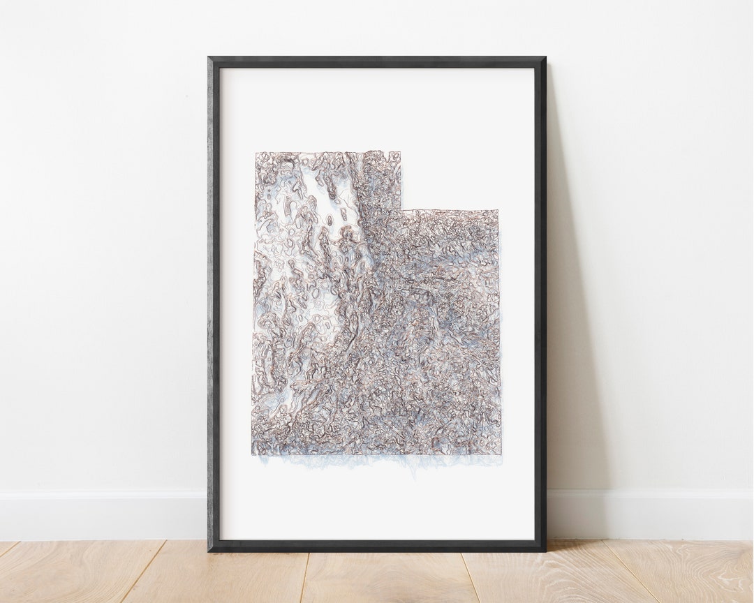 Utah Copper Wire Topography Relief Map | Stylized Map Art Cartography ...