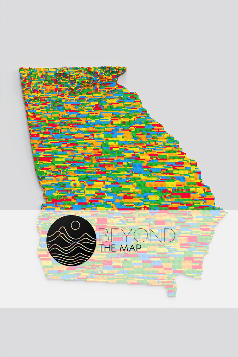Georgia Stylized Toy Brick Art Relief Map Map Art Cartography Building ...
