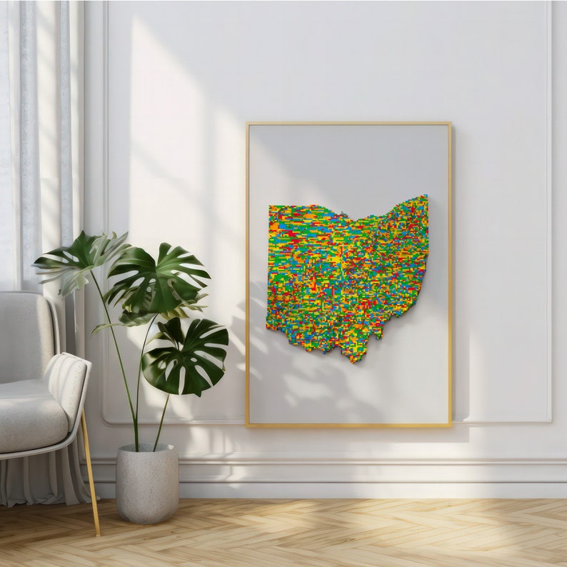 Ohio Toy Brick Topography Relief Map Art Stylized Map Art Cartography ...