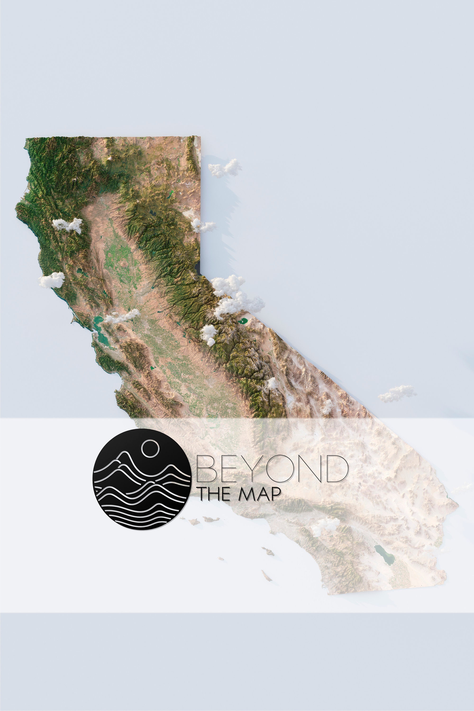 California Stylized Satellite Relief Map Art Cartography Elevation ...