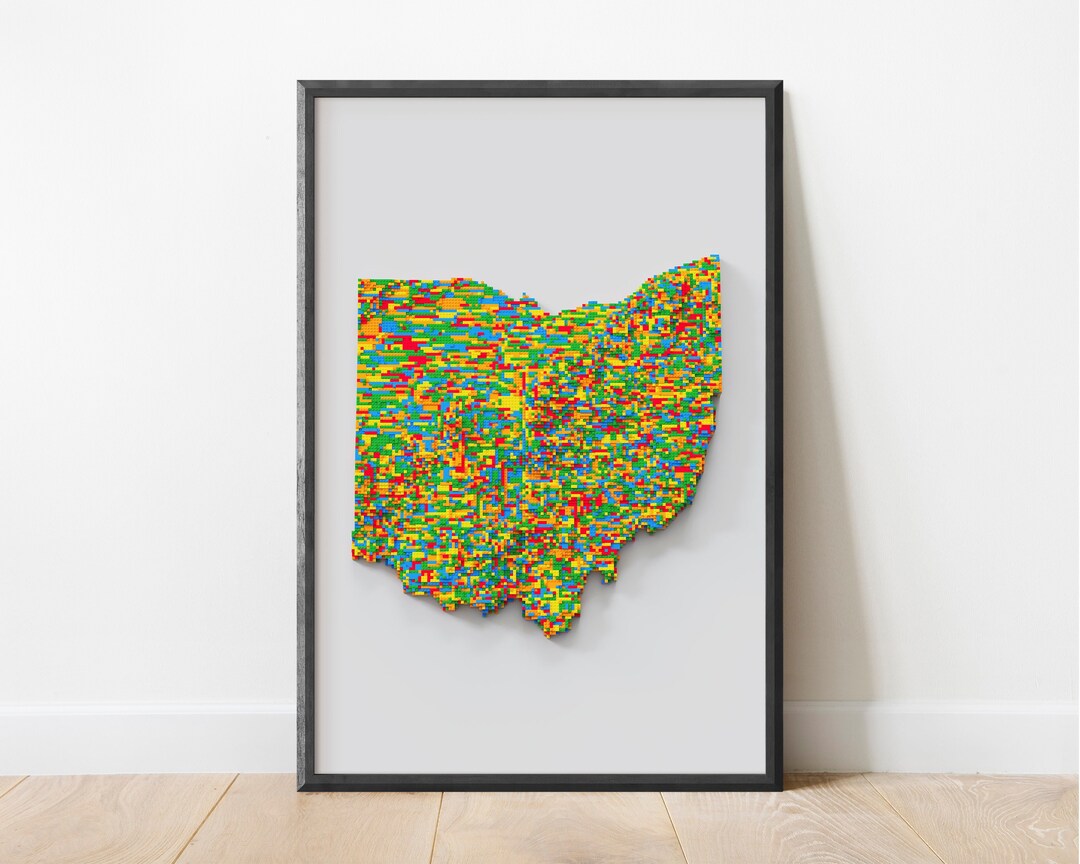 Ohio Toy Brick Topography Relief Map Art Stylized Map Art Cartography ...