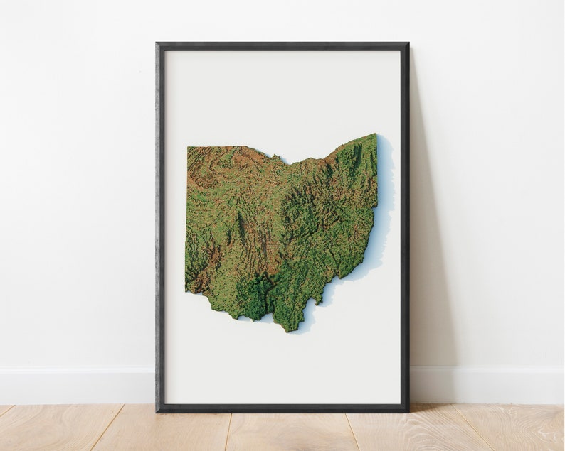 Ohio Voxel Art Relief Map Stylized Map Art Cartography Minecraft ...