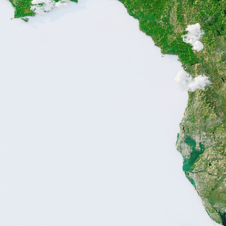 Florida Satellite Topography Relief Map Wall Art Stylized Cartography ...
