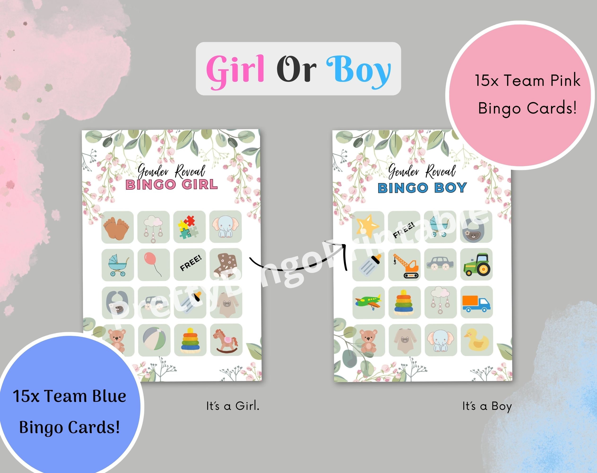 30 Baby in Bloom Bingo Cards Unique Gender Reveal Games Ideas Pregnancy ...