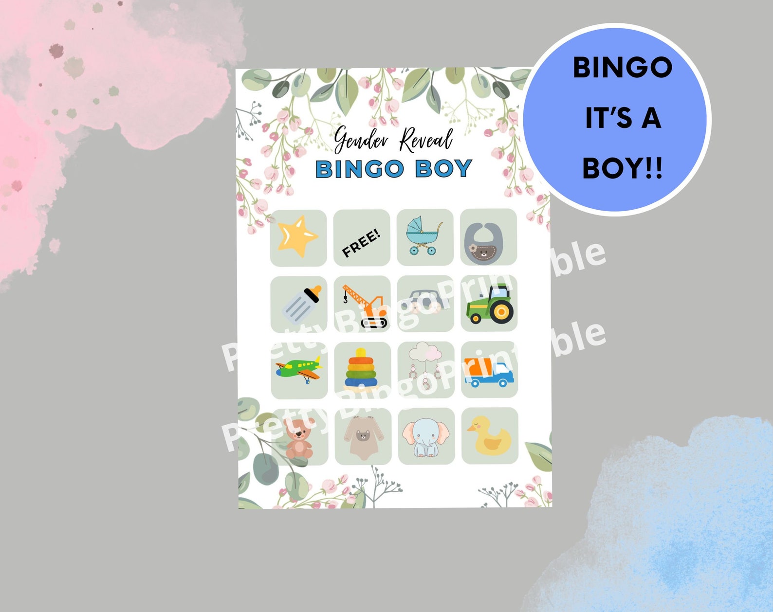 30 Baby in Bloom Bingo Cards Unique Gender Reveal Games Ideas Pregnancy ...