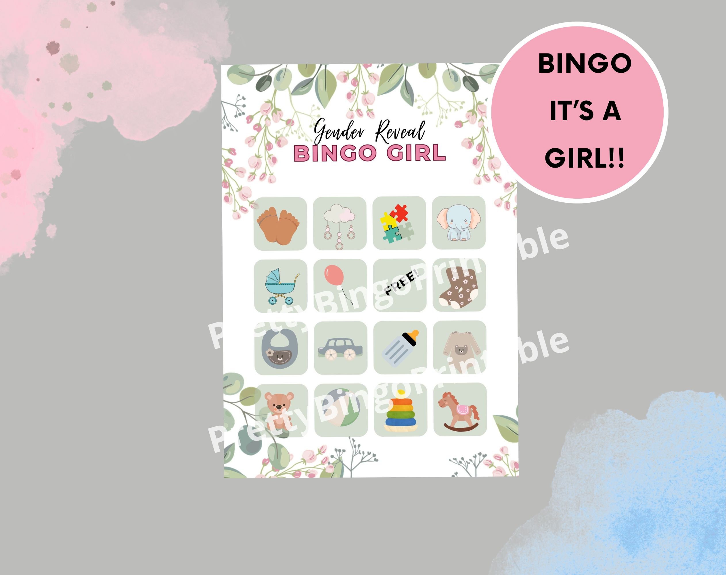 30 Baby in Bloom Bingo Cards Unique Gender Reveal Games Ideas Pregnancy ...