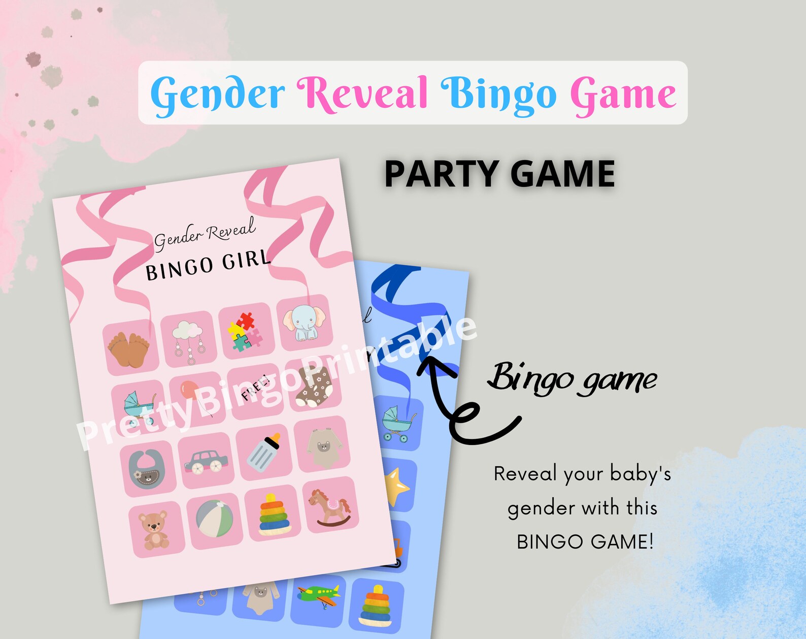 30 BINGO CARDS Unique Baby Bingo Gender Reveal Games Ideas Pregnancy ...
