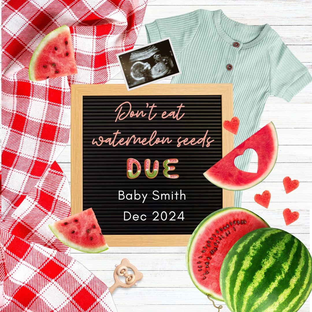 Watermelon Seeds Pregnancy Reveal, Fruit Announcement for New Baby ...