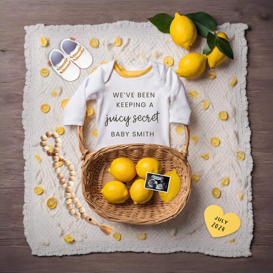 Gender Neutral Pregnancy Announcement With Lemons, Digital Template for ...