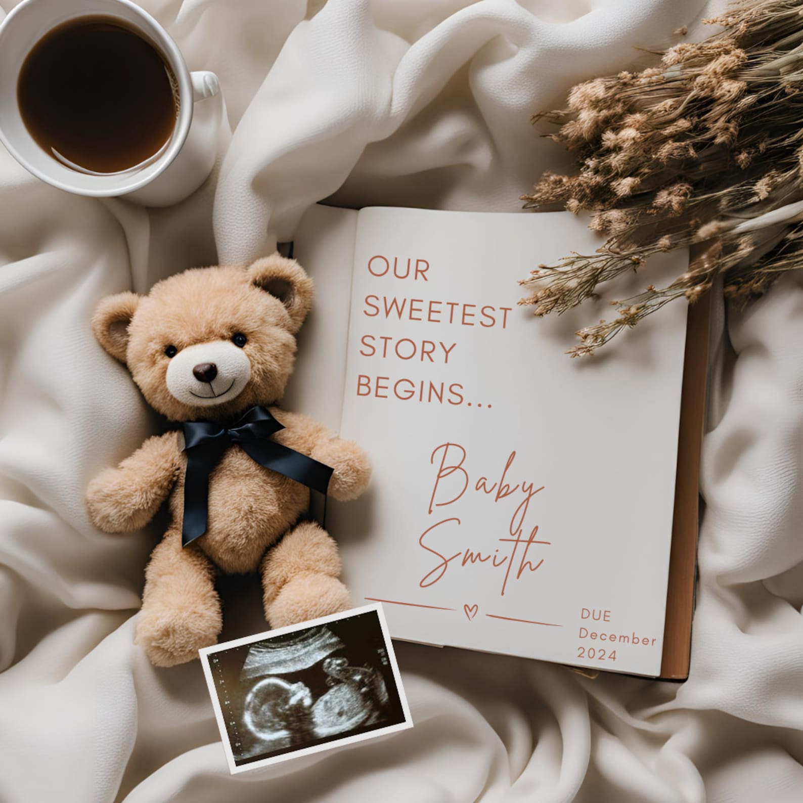 Our New Story Pregnancy Announcement, Digital Canva Template ...
