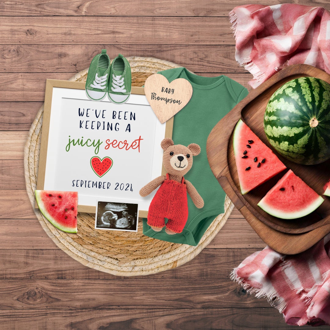 Watermelon Pregnancy Announcement, Fruit Themed Announcement for New ...